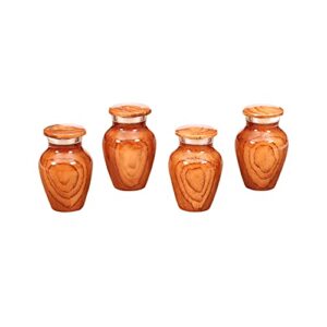 Mini Urn for Human Ashes Set of 4 - A Beautiful and Humble Urn for Your Loved Ones Remains. This Lovely - Urn Will Bring You Comfort Each Time You See It Size 2.8x1.7 inch- Natural Wood