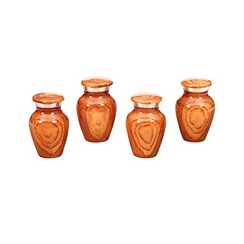 Mini Urn for Human Ashes Set of 4 - A Beautiful and Humble Urn for Your Loved Ones Remains. This Lovely - Urn Will Bring You Comfort Each Time You See It Size 2.8x1.7 inch- Natural Wood