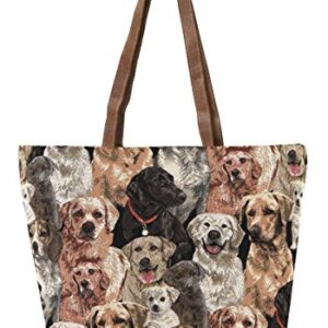 Signare Tapestry Shoulder Bag Tote Bag for Women with Labrador Dog Design (SHOU-LAB)