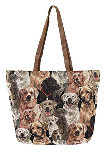 Signare Tapestry Shoulder Bag Tote Bag for Women with Labrador Dog Design (SHOU-LAB)