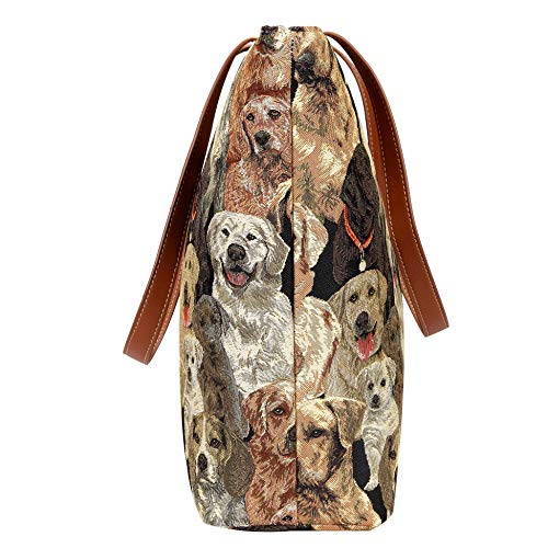 Signare Tapestry Shoulder Bag Tote Bag for Women with Labrador Dog Design (SHOU-LAB)