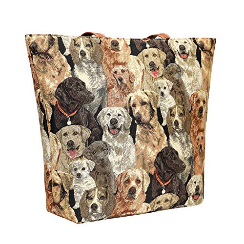 Signare Tapestry Shoulder Bag Tote Bag for Women with Labrador Dog Design (SHOU-LAB)