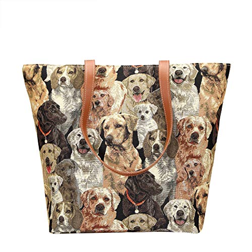 Signare Tapestry Shoulder Bag Tote Bag for Women with Labrador Dog Design (SHOU-LAB)