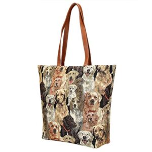 Signare Tapestry Shoulder Bag Tote Bag for Women with Labrador Dog Design (SHOU-LAB)