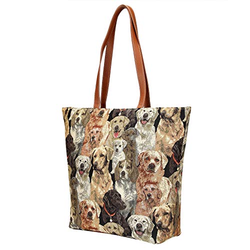 Signare Tapestry Shoulder Bag Tote Bag for Women with Labrador Dog Design (SHOU-LAB)