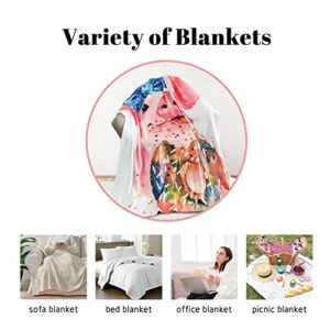 Parrot BEEK Pig Blanket Pig Gifts for Women Pig Lovers, Pink Pig Blankets for Kids, Cozy Warm Cute Animal Flannel Throw Blankets for Couch Sofa Living Room Decor 50x40 Inch