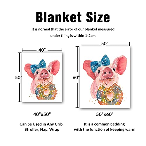 Parrot BEEK Pig Blanket Pig Gifts for Women Pig Lovers, Pink Pig Blankets for Kids, Cozy Warm Cute Animal Flannel Throw Blankets for Couch Sofa Living Room Decor 50x40 Inch