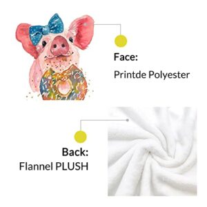 Parrot BEEK Pig Blanket Pig Gifts for Women Pig Lovers, Pink Pig Blankets for Kids, Cozy Warm Cute Animal Flannel Throw Blankets for Couch Sofa Living Room Decor 50x40 Inch