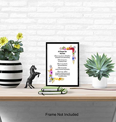 Nurses Prayer Wall Art Poster - Doctor Office Decor, Hospital or Nursing Home Decoration - Appreciation, Graduation Gift for Registered ER Nurse Practitioner, Physicians Assistant, RN, CNA, LPN, LVN