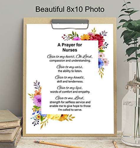 Nurses Prayer Wall Art Poster - Doctor Office Decor, Hospital or Nursing Home Decoration - Appreciation, Graduation Gift for Registered ER Nurse Practitioner, Physicians Assistant, RN, CNA, LPN, LVN