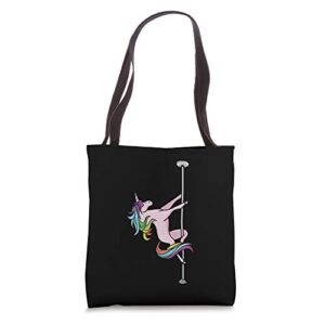 funny pole dancing unicorn lover gift pole dancer fitness tote bag