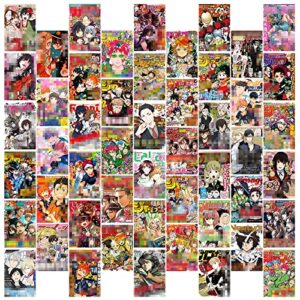 8tehevin 50pcs anime magazine covers aesthetic pictures wall collage kit, trendy small posters for dorm decor, anime style wall art print, aesthetic photo collection, bedroom decor for teens boy girl