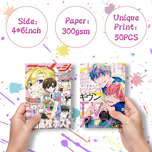 8TEHEVIN 50PCS Anime Magazine Covers Aesthetic Pictures Wall Collage Kit, Trendy Small Posters for Dorm Decor, Anime Style Wall Art Print, Aesthetic Photo Collection, Bedroom Decor for Teens Boy Girl