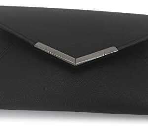 Dexmay Women Envelope Clutch Handbag Medium Saffiano Leather Foldover Clutch Purse Black