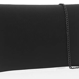 Dexmay Women Envelope Clutch Handbag Medium Saffiano Leather Foldover Clutch Purse Black