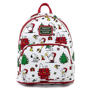 loungefly peanuts snoopy holiday aop adult womens double strap shoulder bag purse