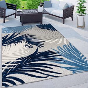 Rugshop Lucca Contemporary Floral Indoor/Outdoor Area Rug 5' x 7' Navy