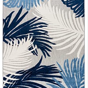 Rugshop Lucca Contemporary Floral Indoor/Outdoor Area Rug 5' x 7' Navy