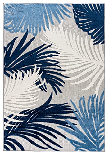 Rugshop Lucca Contemporary Floral Indoor/Outdoor Area Rug 5' x 7' Navy