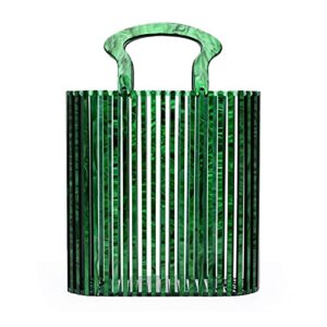 sorozien women acrylic handbag clutch beach bag handmade tote ark bag top handle bags fashion party clutch purse (pearlescent green)