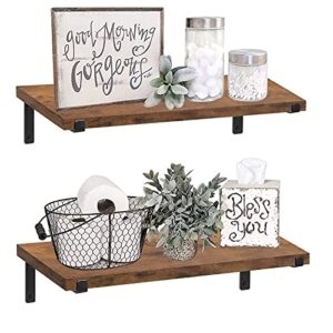 qeeig farmhouse wall shelf floating shelves bathroom shelve bedroom living room shelfs 24 inches long set of 2, rustic brown (009-60bn)