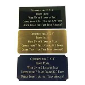 Custom Personalized Engraved Brass / Aluminum Name Plate Plaque Art Label Tag Gift Trophy 2x4 / 3x6 inch