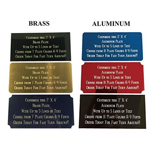 Custom Personalized Engraved Brass / Aluminum Name Plate Plaque Art Label Tag Gift Trophy 2x4 / 3x6 inch