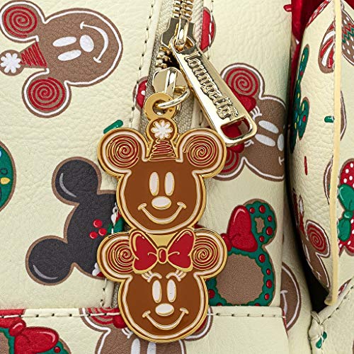 Loungefly Disney Christmas Mickey and Minnie Cookie Adult Womens Double Strap Shoulder Bag Purse with Ears Headband