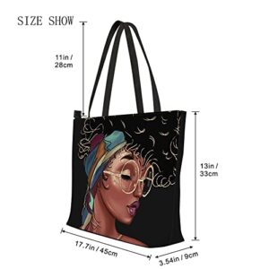 Women Tote Bag Shoulder Handbag African American Melanin Poppin Oxford Large Capacity Work Fit