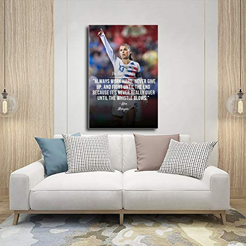 Famous Football Player Alex Morgan High-Definition Decorative Football Poster Print 34 Canvas Poster Bedroom Decor Sports Landscape Office Room Decor Gift 12×18inch(30×45cm) Unframe: