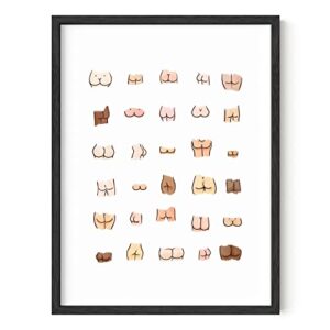 haus and hues funny bathroom art funny bathroom decor butts collage cute bathroom decor art print funny bathroom sign funny bathroom wall art funny bathroom poster | 12″ x 16″ unframed (butts)