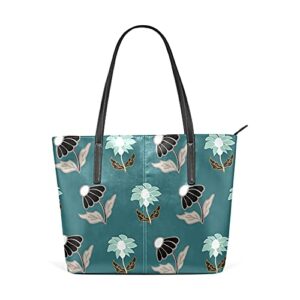 deep teal floral handbags shoulder bags leather crossbody handbag for women tote satchel