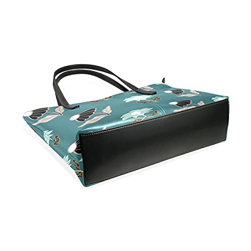 Deep Teal Floral Handbags Shoulder Bags Leather Crossbody Handbag for Women Tote Satchel