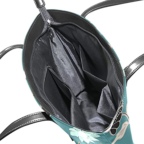 Deep Teal Floral Handbags Shoulder Bags Leather Crossbody Handbag for Women Tote Satchel