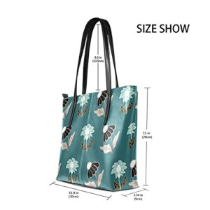 Deep Teal Floral Handbags Shoulder Bags Leather Crossbody Handbag for Women Tote Satchel