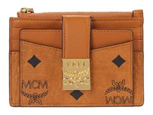 mcm patricia visetos card case mini cognac one size