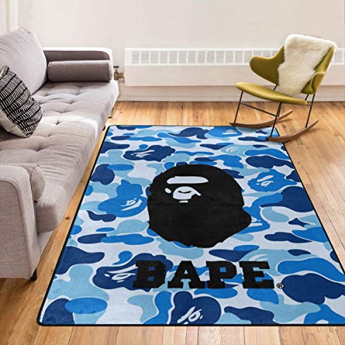 Ba-pe Blue Camo Logo Poster Modern Area Rug,Throw Rugs Carpet Floor Pad Rugs Bathroom Rug Mat Yoga Mat Home Decor for Kitchen/Living/Bedroom/Playing Room