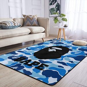 Ba-pe Blue Camo Logo Poster Modern Area Rug,Throw Rugs Carpet Floor Pad Rugs Bathroom Rug Mat Yoga Mat Home Decor for Kitchen/Living/Bedroom/Playing Room