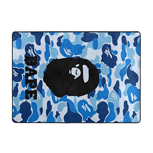 Ba-pe Blue Camo Logo Poster Modern Area Rug,Throw Rugs Carpet Floor Pad Rugs Bathroom Rug Mat Yoga Mat Home Decor for Kitchen/Living/Bedroom/Playing Room