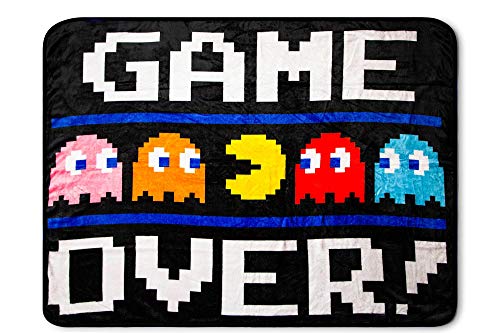 JUST FUNKY Pac-Man Game Over Throw Blanket | 45 x 60 Inch Soft Fleece Blanket