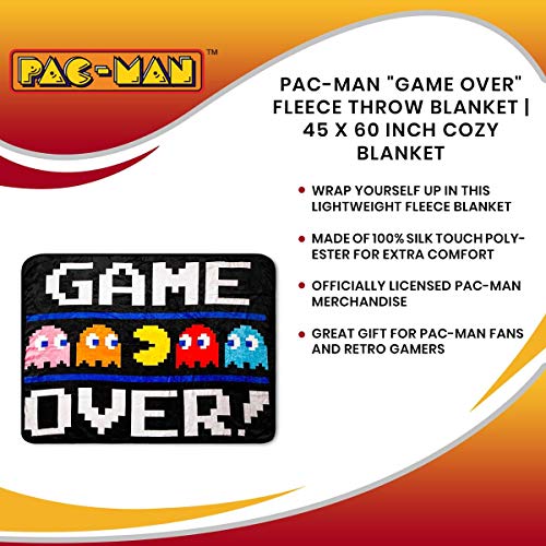 JUST FUNKY Pac-Man Game Over Throw Blanket | 45 x 60 Inch Soft Fleece Blanket