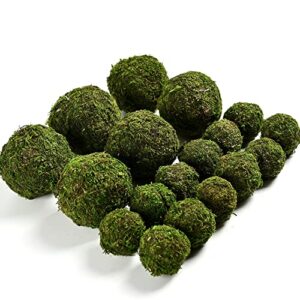 Usmola 18pcs Fake Moss Balls, 6pcs 3.2" Faux Green Balls + 12pcs 2" Artificial Moss Decorative Balls for Centerpiece Bowls (Green)