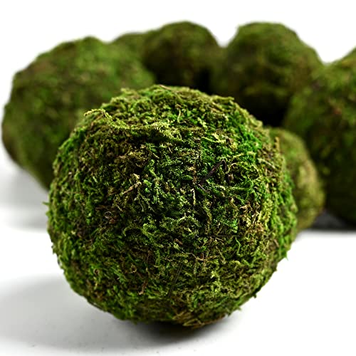 Usmola 18pcs Fake Moss Balls, 6pcs 3.2" Faux Green Balls + 12pcs 2" Artificial Moss Decorative Balls for Centerpiece Bowls (Green)