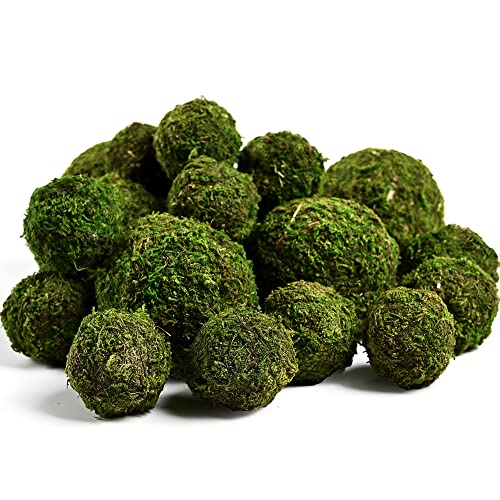 Usmola 18pcs Fake Moss Balls, 6pcs 3.2" Faux Green Balls + 12pcs 2" Artificial Moss Decorative Balls for Centerpiece Bowls (Green)