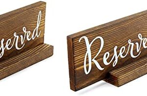 Darware Wooden Reserved Signs for Tables (6-Pack, Brown); Rustic Real Table Signs with Sign Holders for Weddings, Special Events, and Restaurant Use