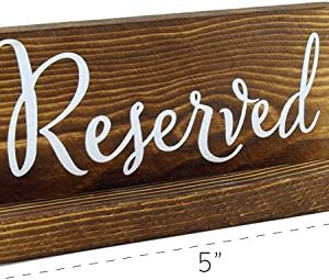 Darware Wooden Reserved Signs for Tables (6-Pack, Brown); Rustic Real Table Signs with Sign Holders for Weddings, Special Events, and Restaurant Use