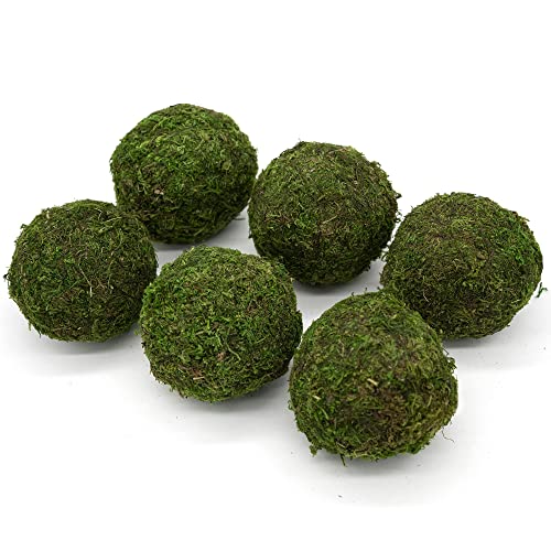 Usmola Moss Balls, Decorative Balls for Centerpiece Bowls Vase Filler, Home Party Decor (3.5 inches - Set of 6-), Large