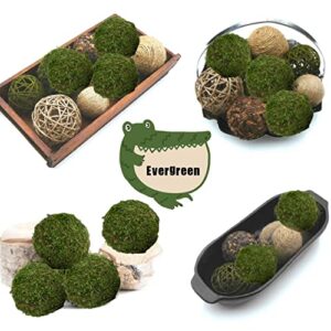 Usmola Moss Balls, Decorative Balls for Centerpiece Bowls Vase Filler, Home Party Decor (3.5 inches - Set of 6-), Large