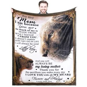 motnsa blanket to my mom from son printed quilts fleece blankets birthday gift ultra-soft micro light weight warm bed plush throw blanket (to mom from son, 50″x60″)