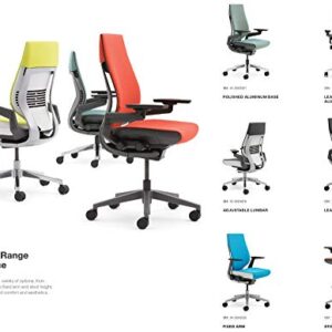 Steelcase Gesture Office Chair - Cogent: Connect Licorice Fabric, Medium Seat Height, Wrapped Back, Dark on Dark Frame, Lumbar Support